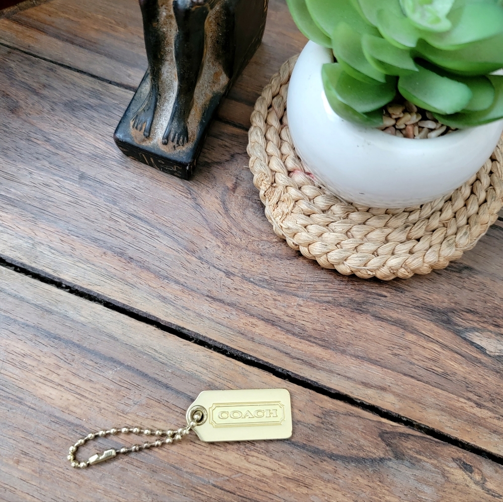 Coach Gold Hang Tag Keychain Bag Charm Pendant - Gem